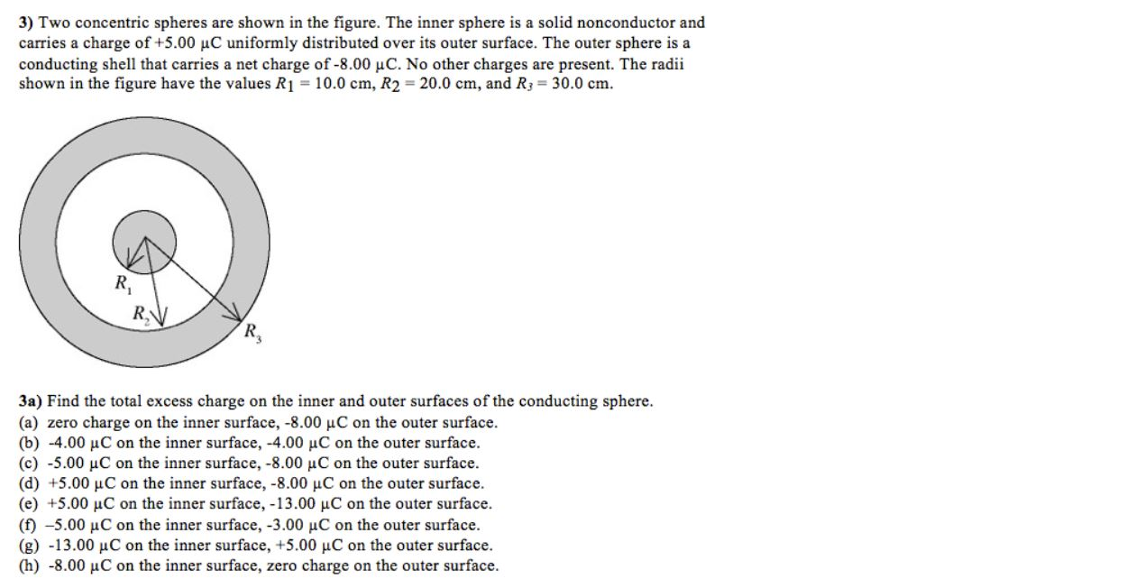 Solved 3) Two concentric spheres are shown in the figure. | Chegg.com