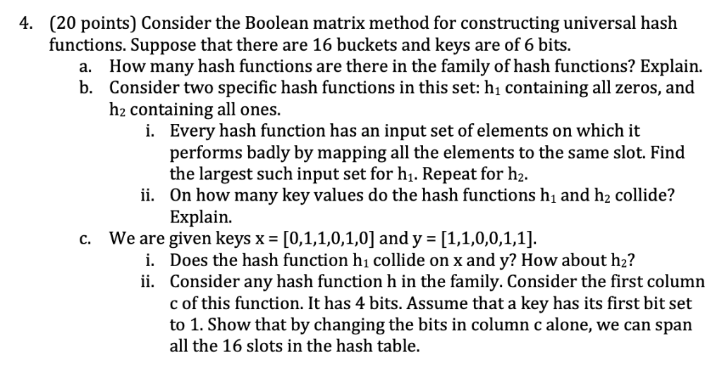 (20 points) Consider the Boolean matrix method for | Chegg.com