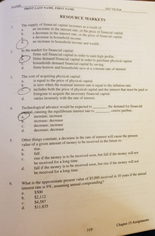 Solved NAME PRINT LAST NAME. FIRST NAME SECTION RESOURCE | Chegg.com