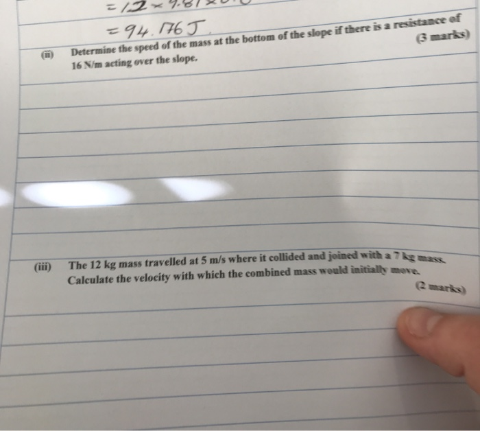 Solved 94. 76J Determine the speed of the mass at the bottom | Chegg.com