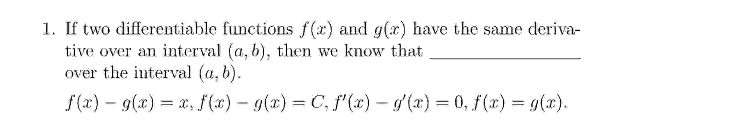 Solved If two differentiable functions f(x) ﻿and g(x) ﻿have | Chegg.com