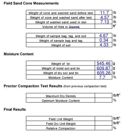 Solved Sand Cone Calibration Weight of cone and sand before | Chegg.com