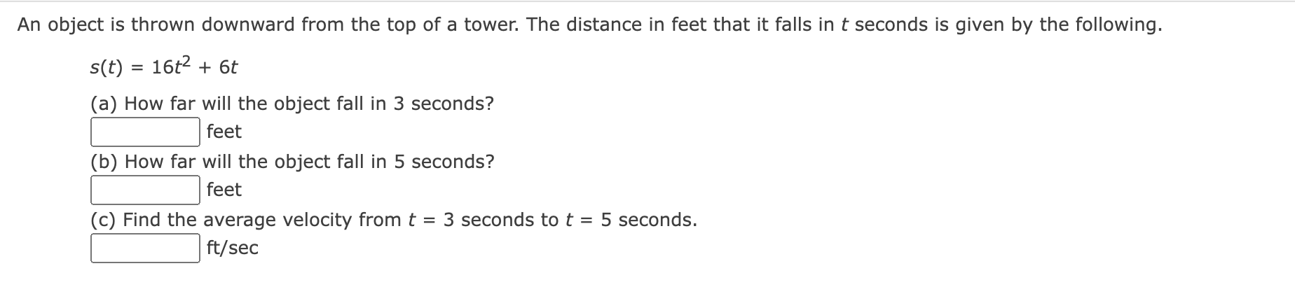 Solved An object is thrown downward from the top of a tower. | Chegg.com