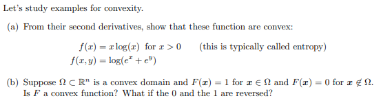 Solved Let's study examples for convexity. (a) From their | Chegg.com