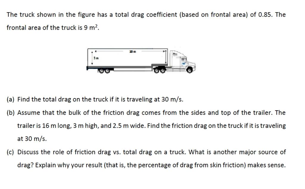 Solved The truck shown in the figure has a total drag | Chegg.com