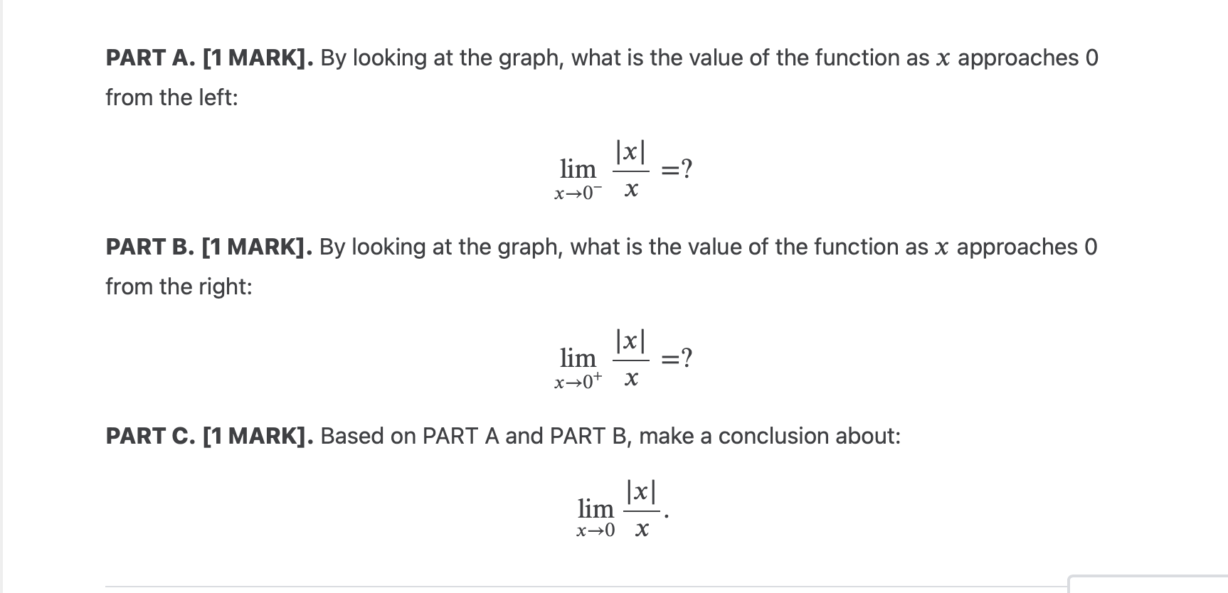 Solved PART A. [1 ﻿MARK]. ﻿By looking at the graph, what is | Chegg.com