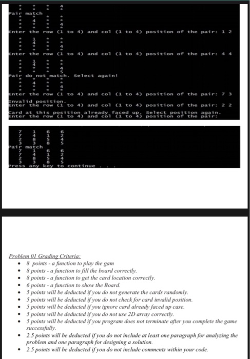Problem 01: Memory Game (30 points) Children often | Chegg.com