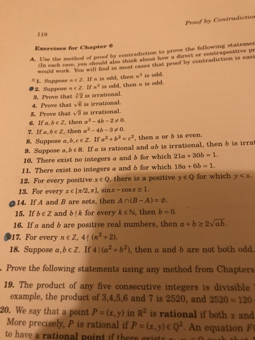 Solved Proof by Contradiction 118 se the method of proof by | Chegg.com