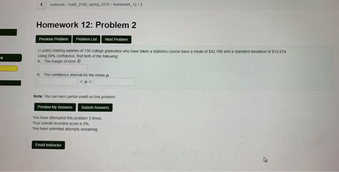 Solved webwork/ math 2100_spring_2019 /homework_ 12/2 | Chegg.com