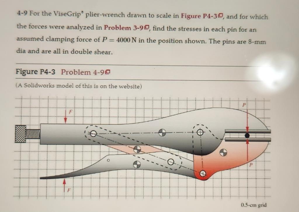 3-9 A ViseGrip ∗ plier-wrench is drawn to scale in | Chegg.com