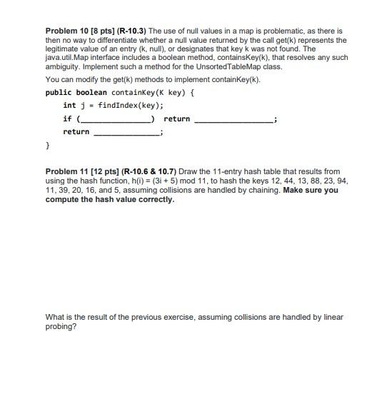 Solved Problem 10 [8 pts] (R-10.3) The use of null values in | Chegg.com