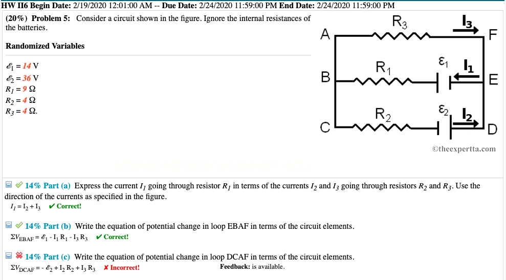 Solved: Part D) Solve The Three Equations To Get I3 Part E... | Chegg.com