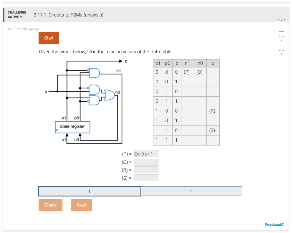 Solved CHALLENGE ACTIVITY 3.17.1: Circuits to FSMS | Chegg.com