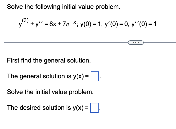 Solved Solve the following initial value | Chegg.com