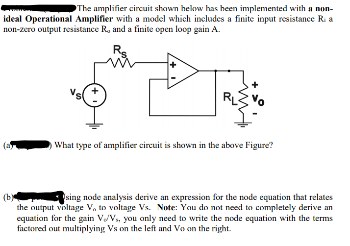 Solved The amplifier circuit shown below has been | Chegg.com