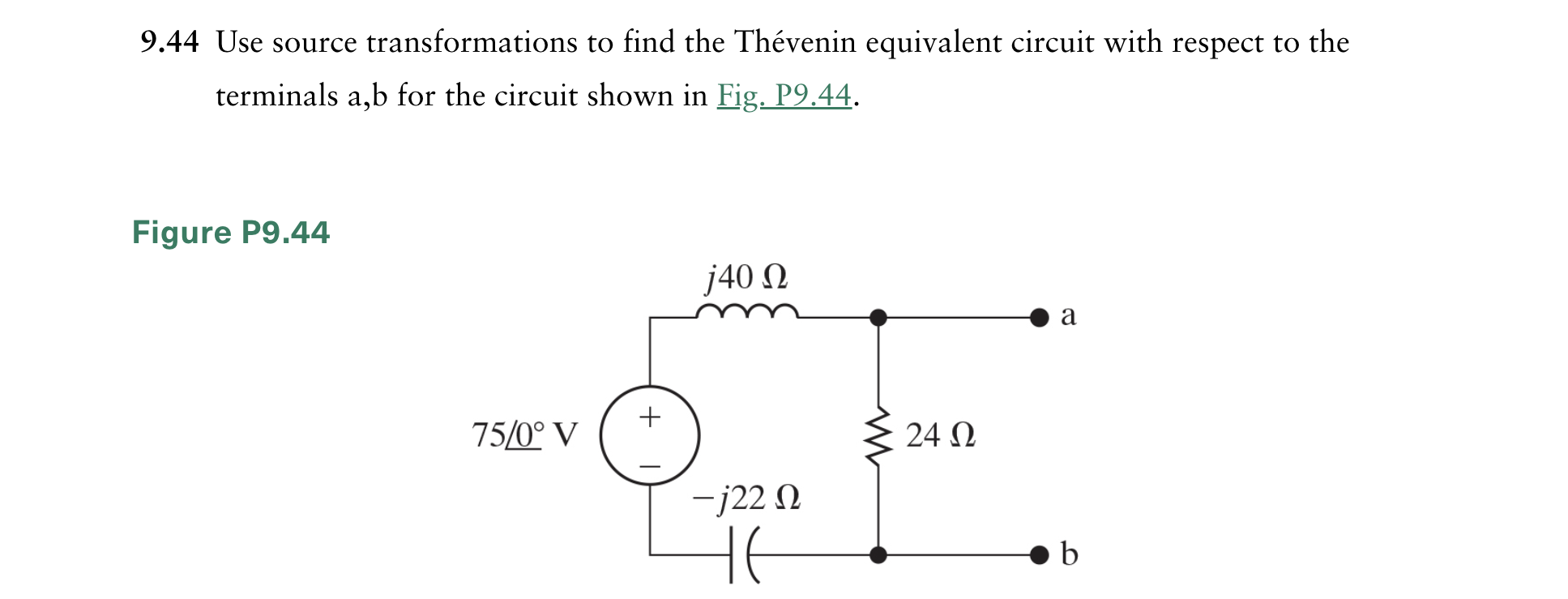 Solved 9.44 Use source transformations to find the Thévenin | Chegg.com
