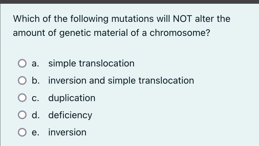 Solved Which of the following mutations will NOT alter the | Chegg.com