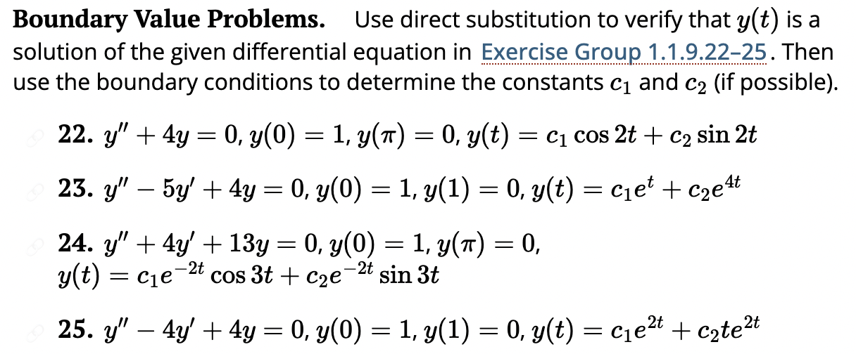 Solved Use direct substitution to verify that y(t) is a | Chegg.com