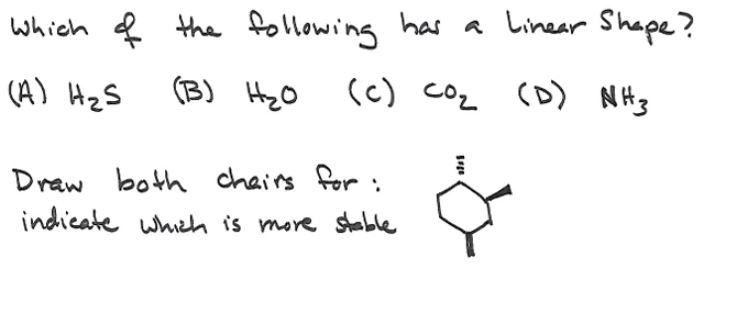 Solved Which of the following has a linear Shape? (A) H2 S | Chegg.com