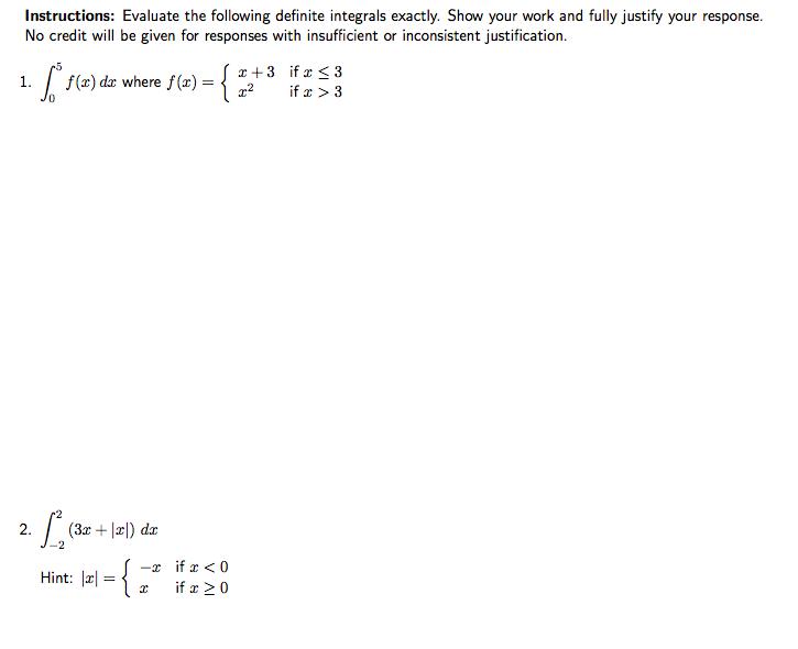 Solved Instructions: Evaluate the following definite | Chegg.com