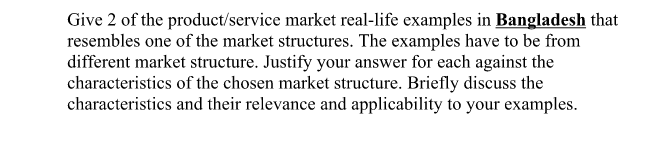 Solved Give 2 of the product/service market real-life | Chegg.com