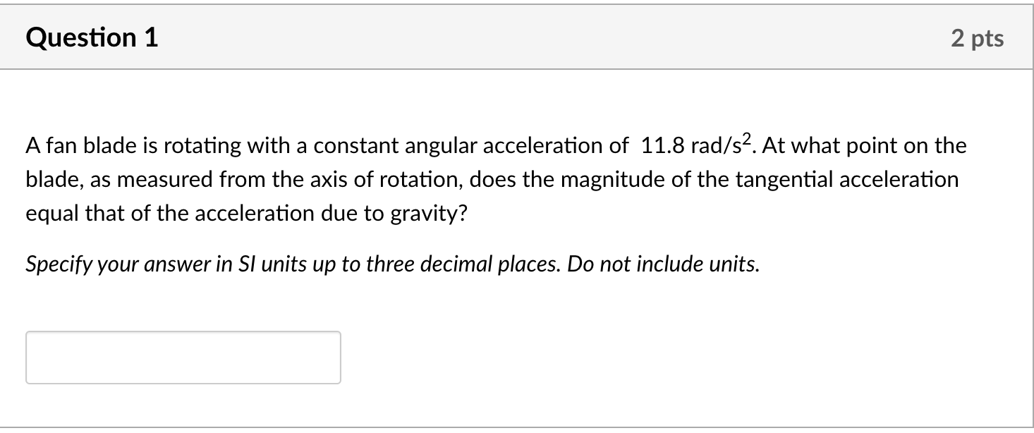 Solved A fan blade is rotating with a constant angular | Chegg.com