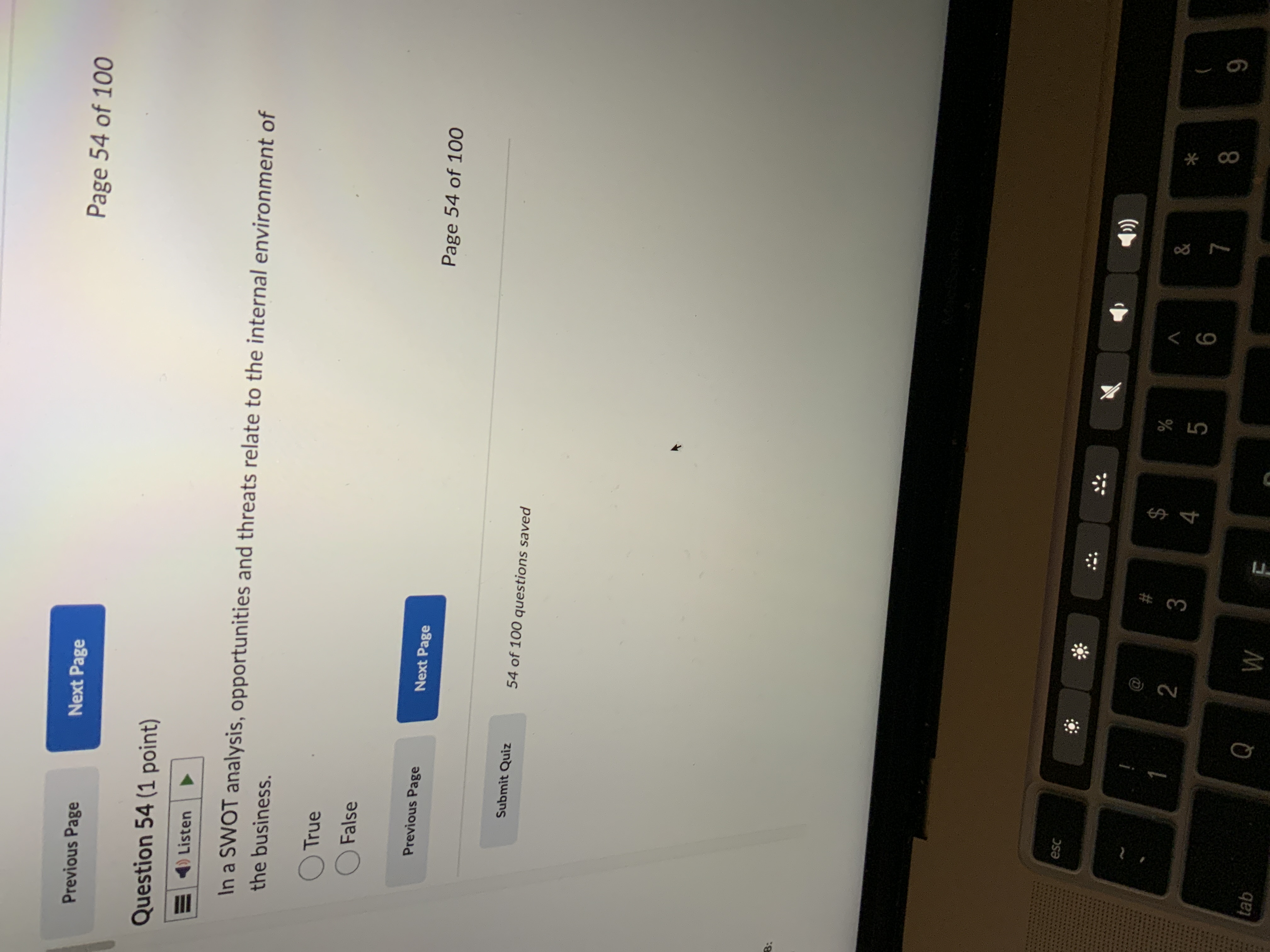 Solved Question 54 (1 ﻿point)In a SWOT analysis, | Chegg.com