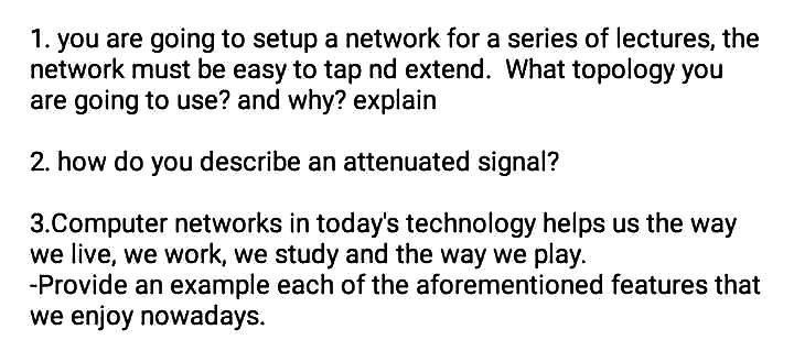 Solved 1. you are going to setup a network for a series of | Chegg.com