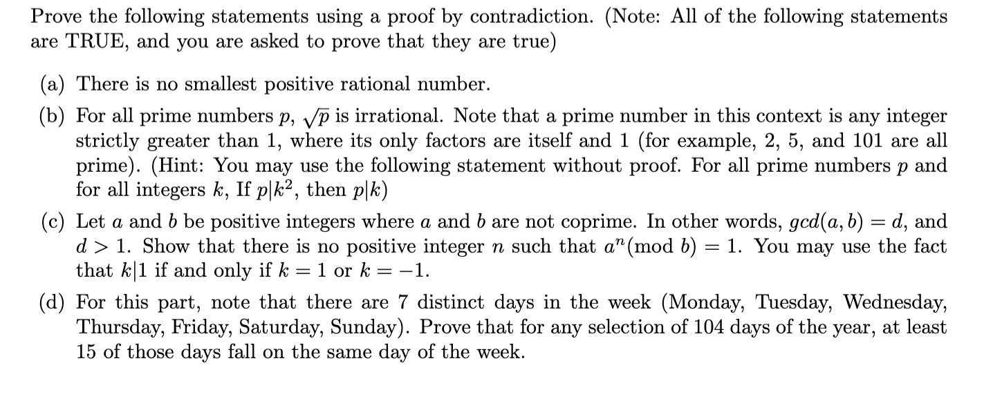 Solved Prove the following statements using a proof by | Chegg.com