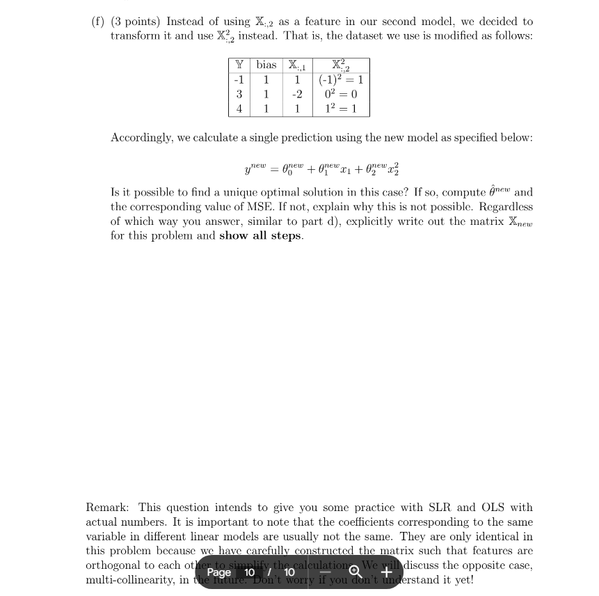 Solved (b) (2 points) Find θ^S=[θ^0Sθ^1S] using the formula | Chegg.com