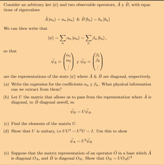 Solved Consider an arbitrary ket (es) and two observable | Chegg.com