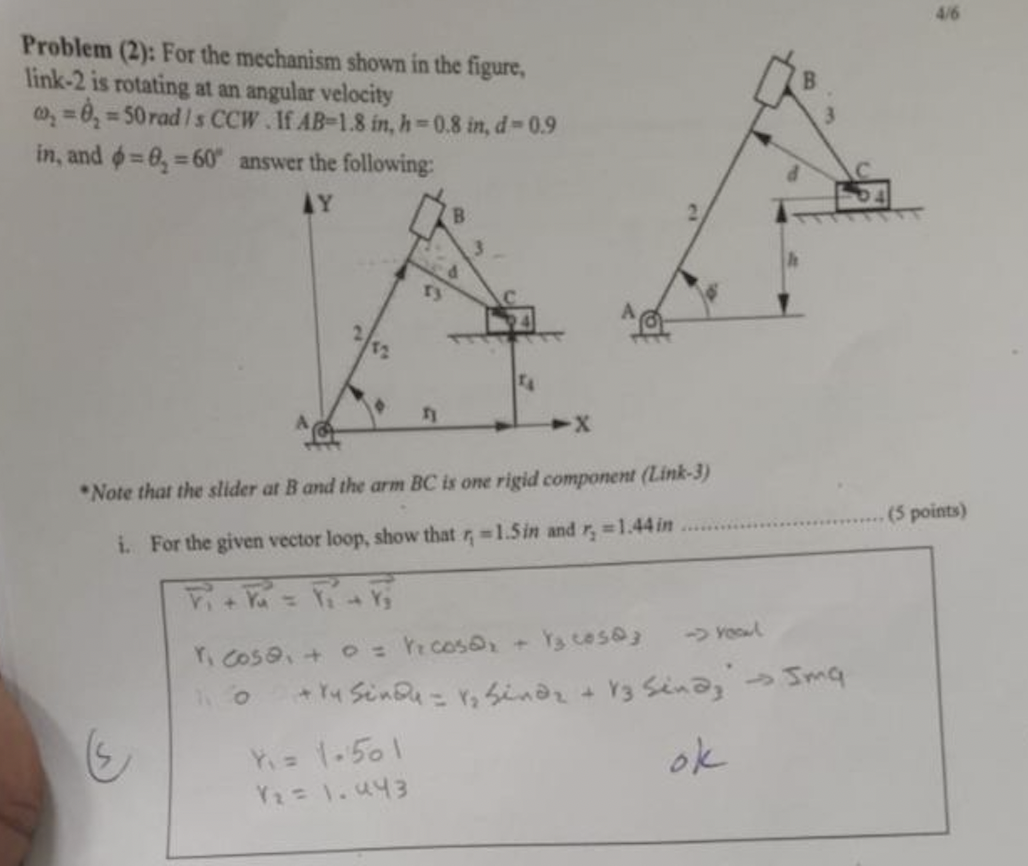Problem (2): For the mechanism shown in the figure, | Chegg.com