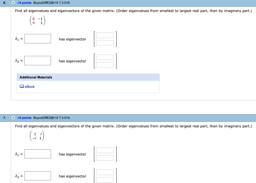Solved 6. /4 points BoyceDiffEQBr10 7.3.016. Find all | Chegg.com