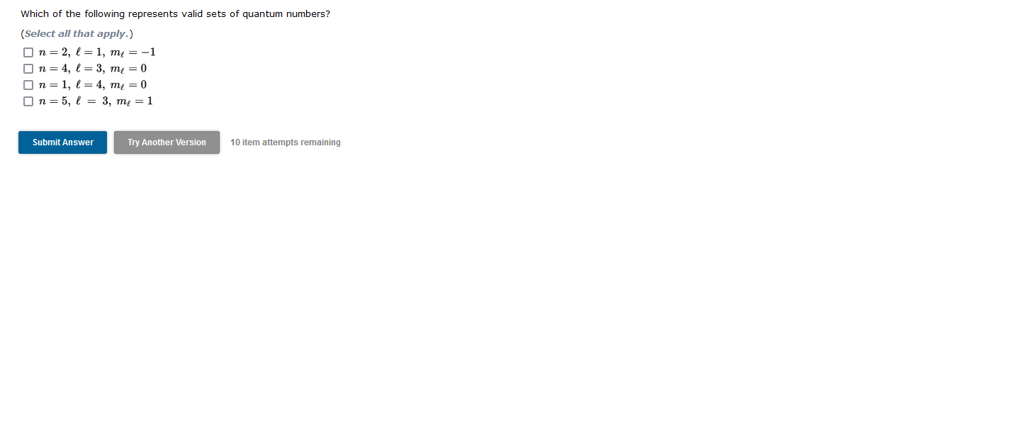 Solved Which of the following represents valid sets of | Chegg.com