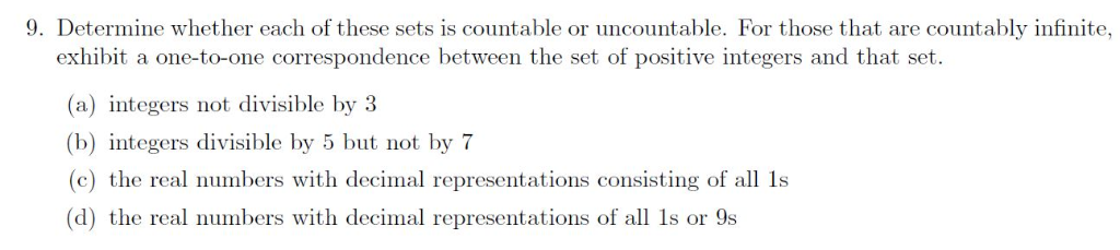 Solved 9. Determine whether each of these sets is countable | Chegg.com