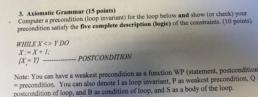Solved 3. Axiomatic Grammar (15 points) Computer a | Chegg.com