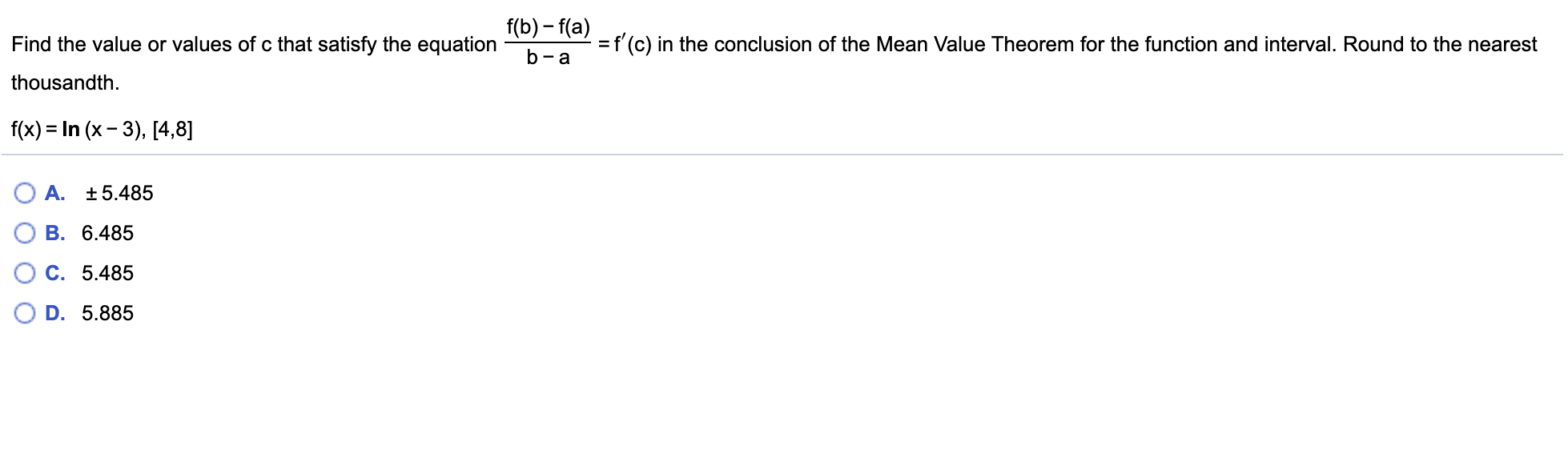 Solved f(b) – f(a) Find the value or values of c that | Chegg.com