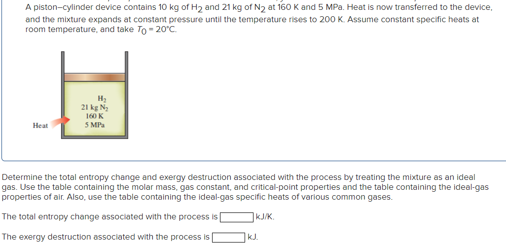 Solved A piston-cylinder device contains 10 kg of H2 and 21 | Chegg.com