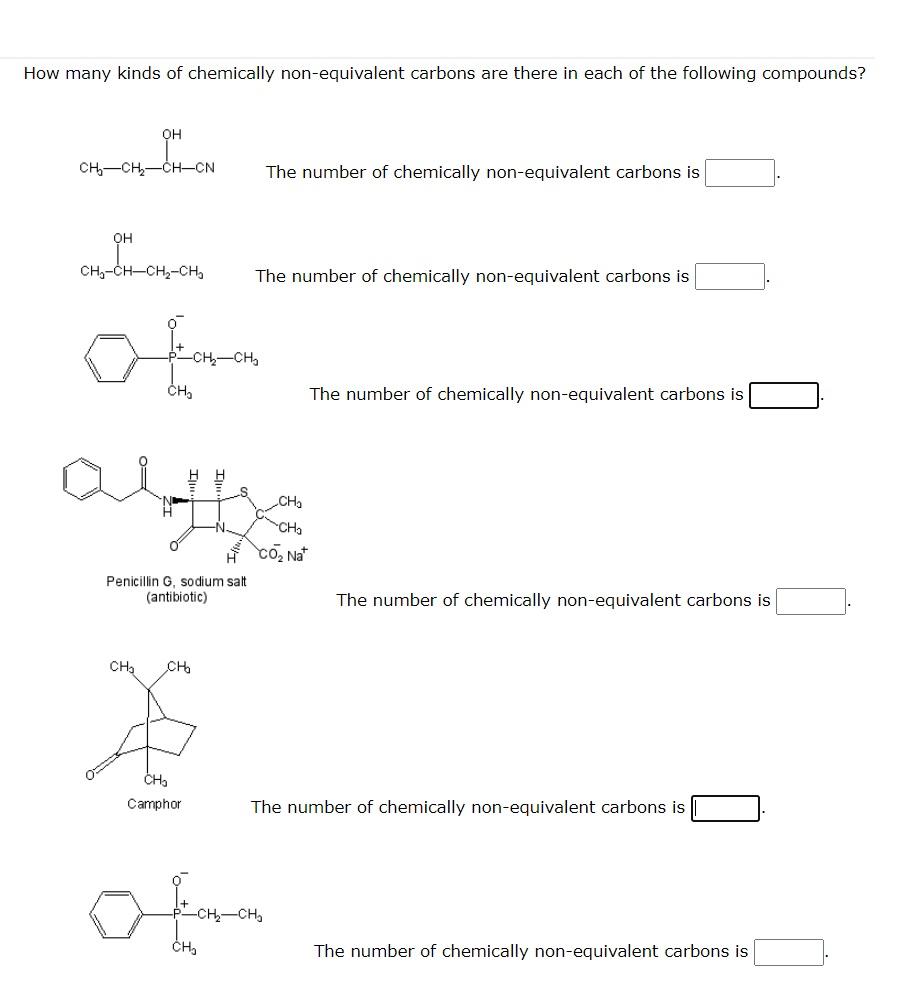 How many kinds of chemically non-equivalent carbons | Chegg.com