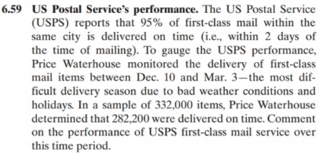 Solved 59 US Postal Service's performance. The US Postal | Chegg.com