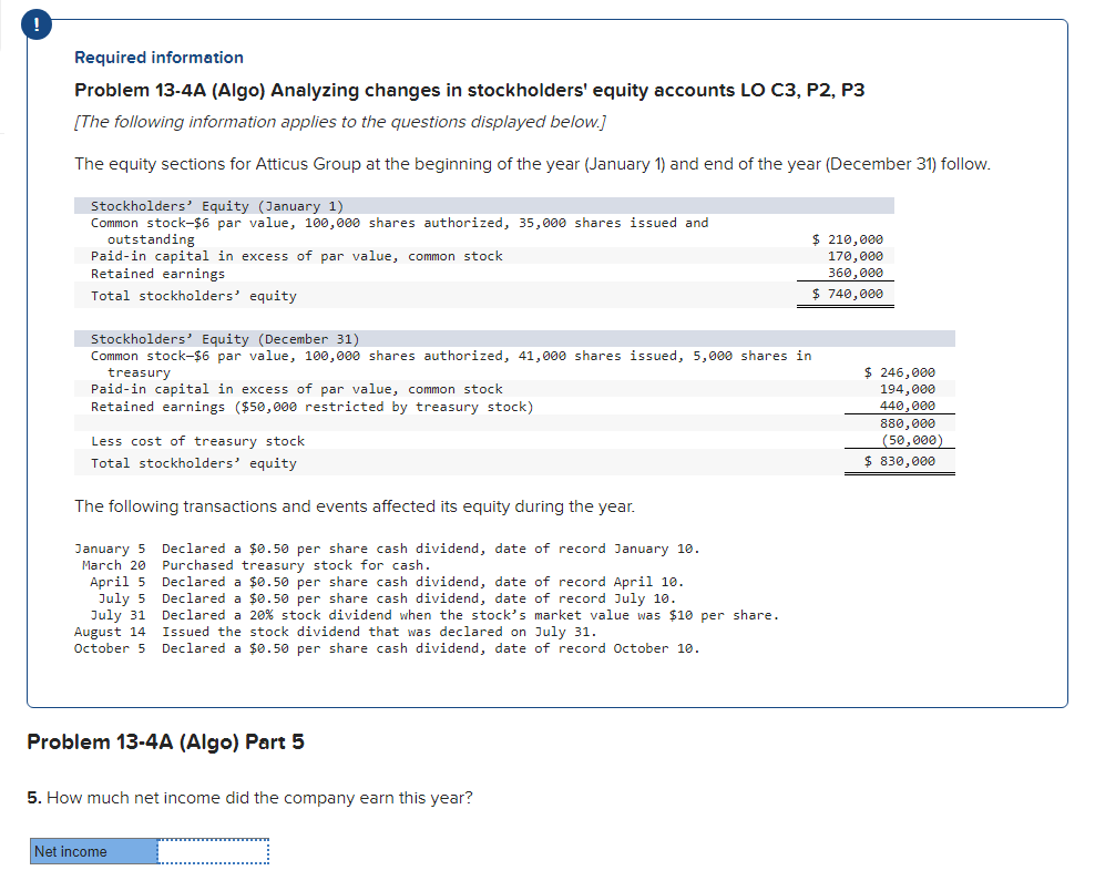 Solved Problem 13-4A (Algo) Analyzing changes in | Chegg.com