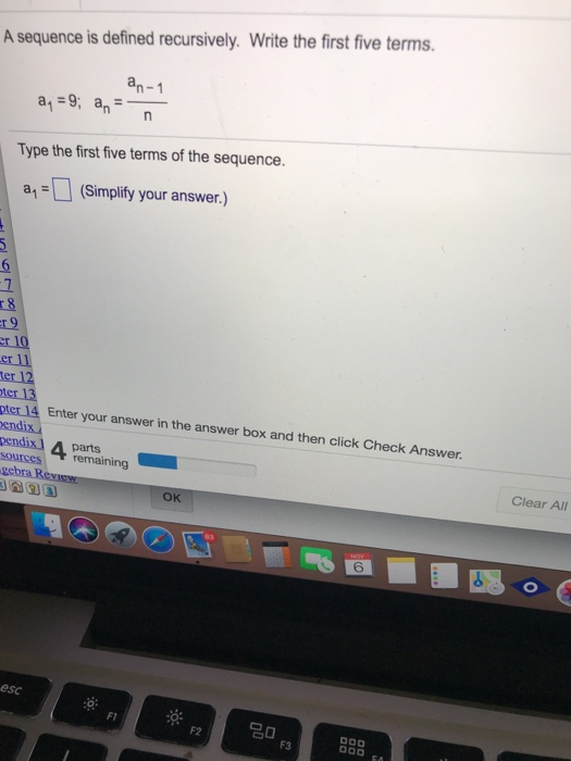 Solved A sequence is defined recursively. Write the first | Chegg.com