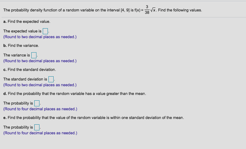 Solved The probability density function of a random variable | Chegg.com