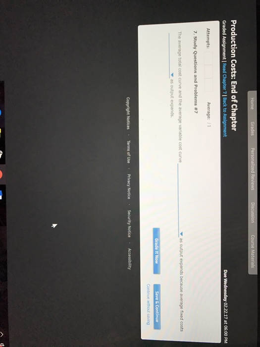 Solved The average total cost curve and the average cost | Chegg.com