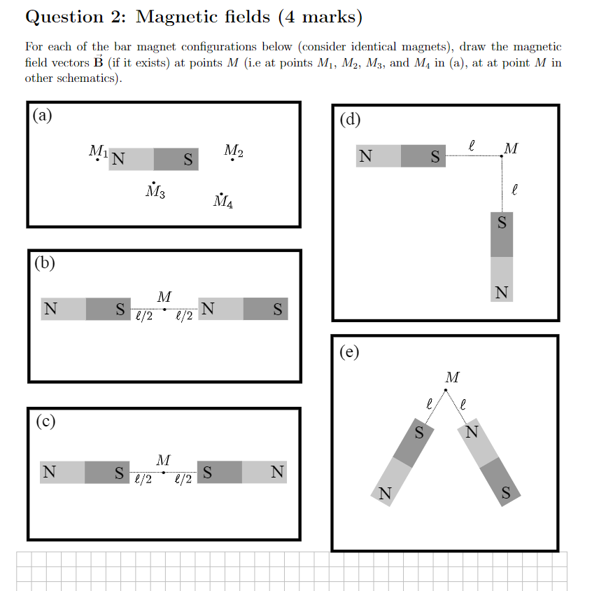 Solved Question 2: Magnetic fields (4 marks) For each of the | Chegg.com
