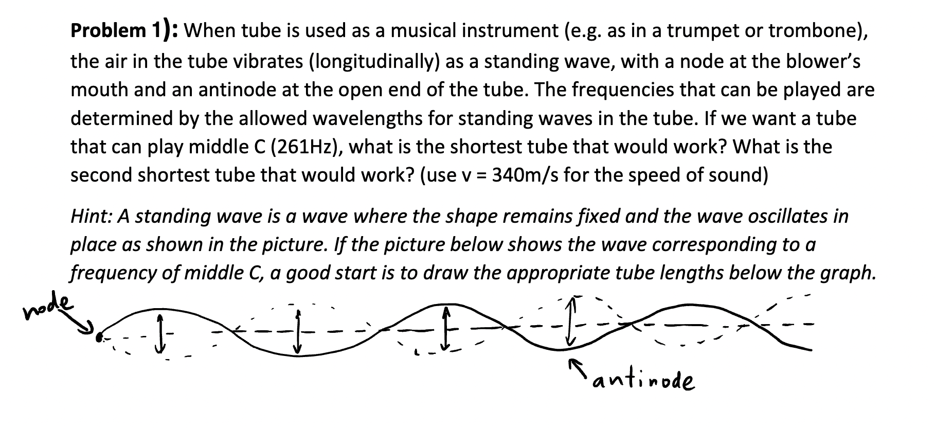 Solved Problem 1): When tube is used as a musical instrument | Chegg.com