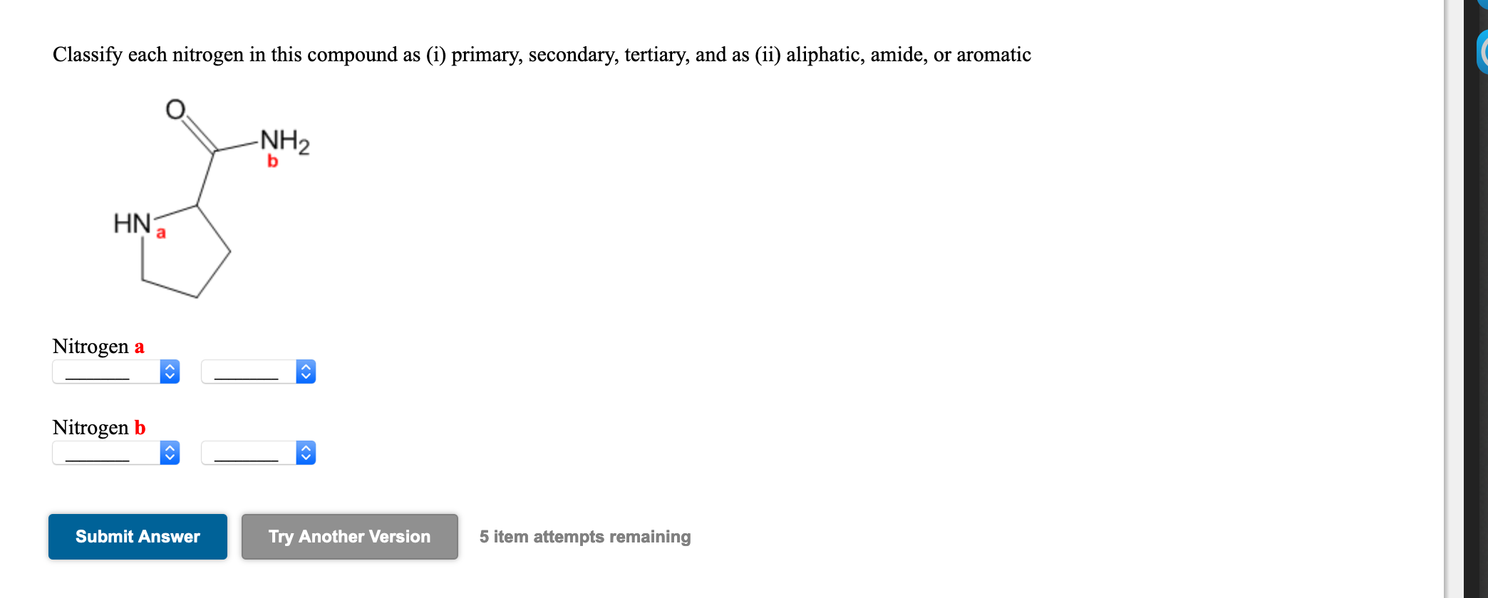 Solved Classify each nitrogen in this compound as (i) | Chegg.com