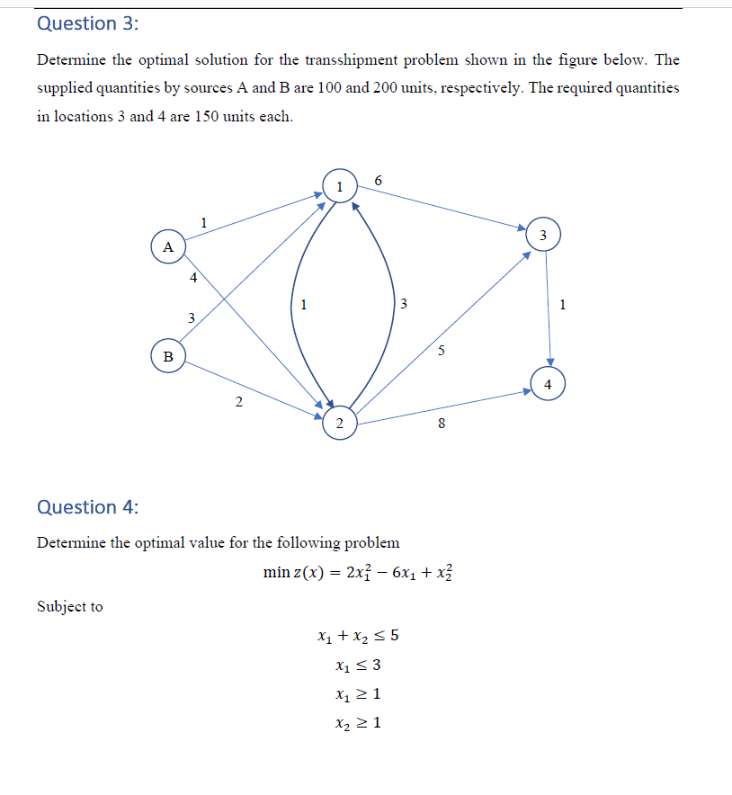 Solved Question 3: Determine the optimal solution for the | Chegg.com
