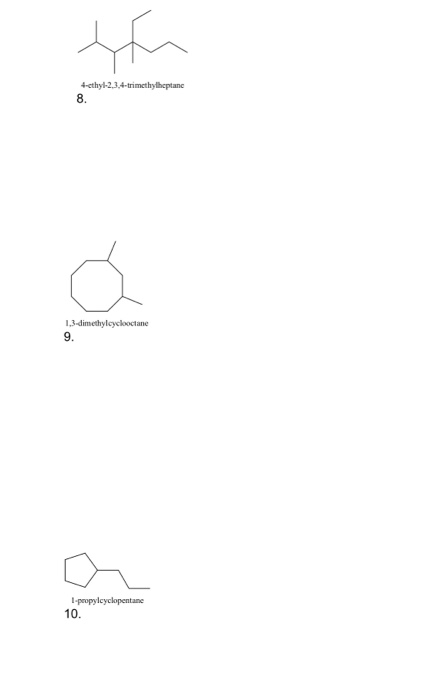 Solved Provide the IUPAC names for the following molecules | Chegg.com