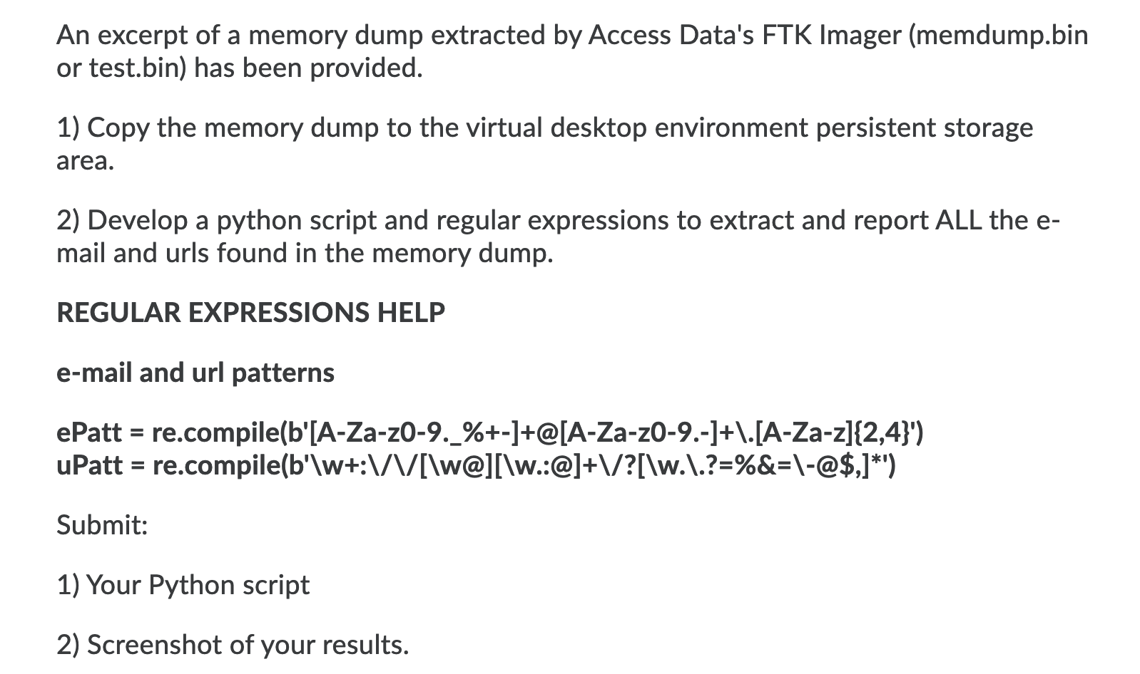 An excerpt of a memory dump extracted by Access | Chegg.com
